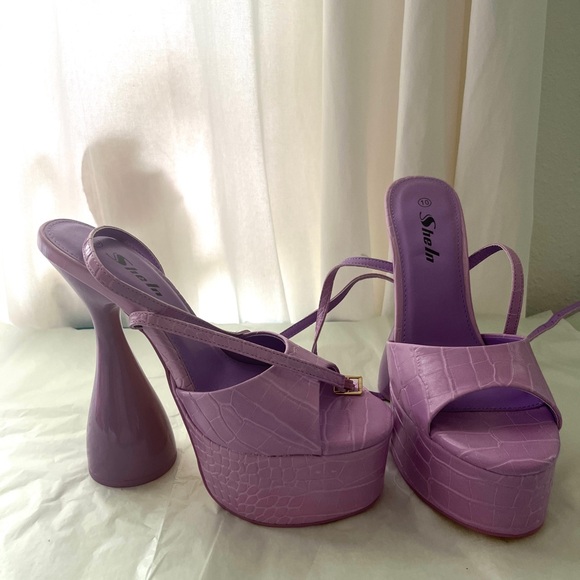 Urban Outfitters | Shoes | Shein Lilac Platform Ankle Strap Peep Toe ...